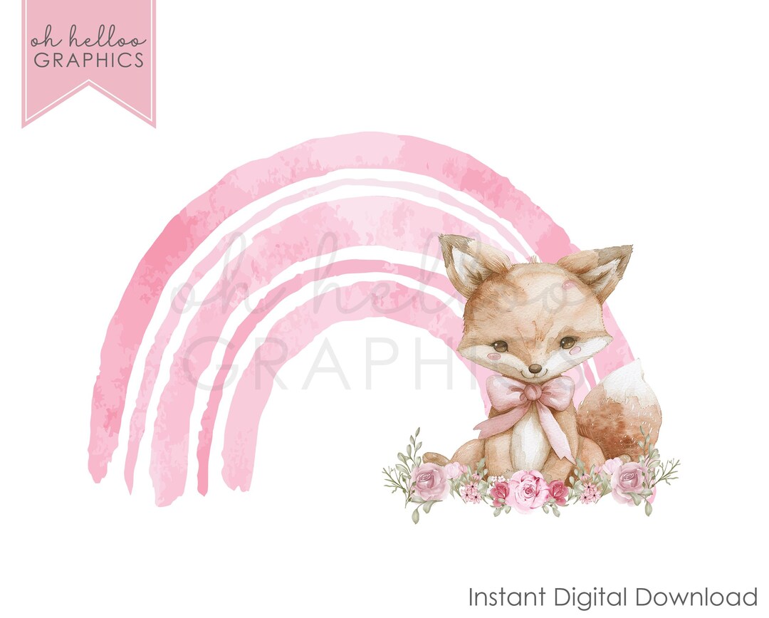Fox Rainbow Baby PNG Clipart Woodland Fox Announcement Pink Rainbow Its ...