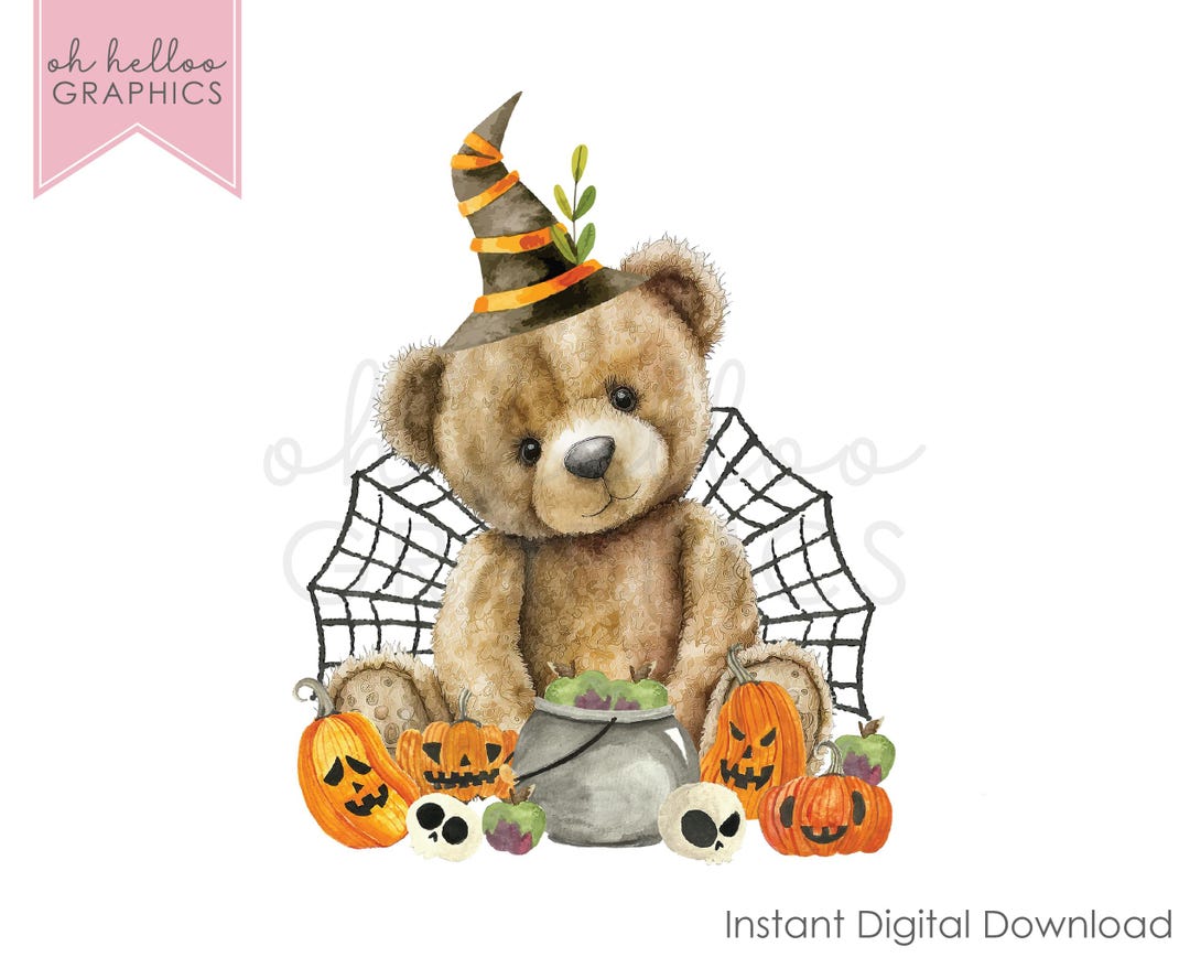 Halloween Teddy Bear PNG Clipart, Pumpkin Costume (digital Download) - Etsy