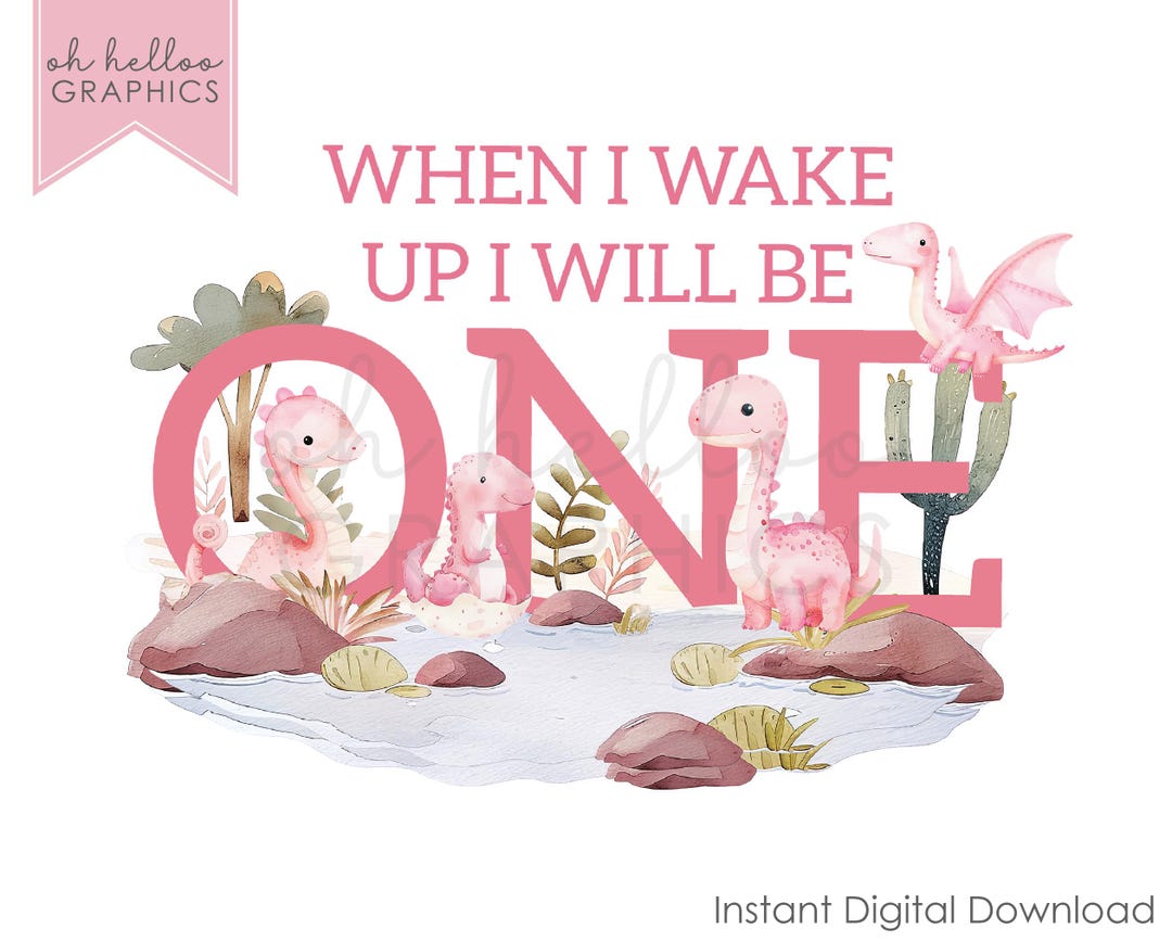 Pink Dinosaur 1st Birthday Clipart, Girls Dino Party (digital Download ...