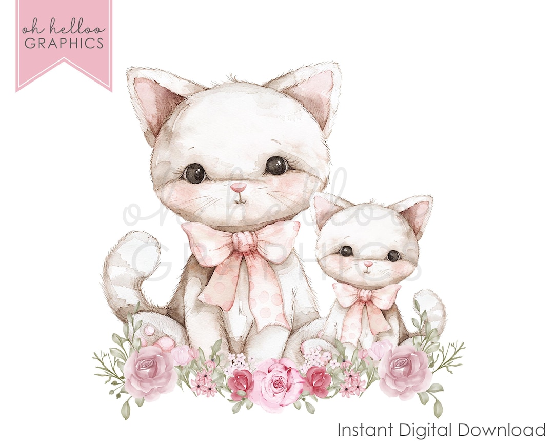 Pussy Cat Kitten PNG Clipart, White Kitten Baby Announcement, Gender ...