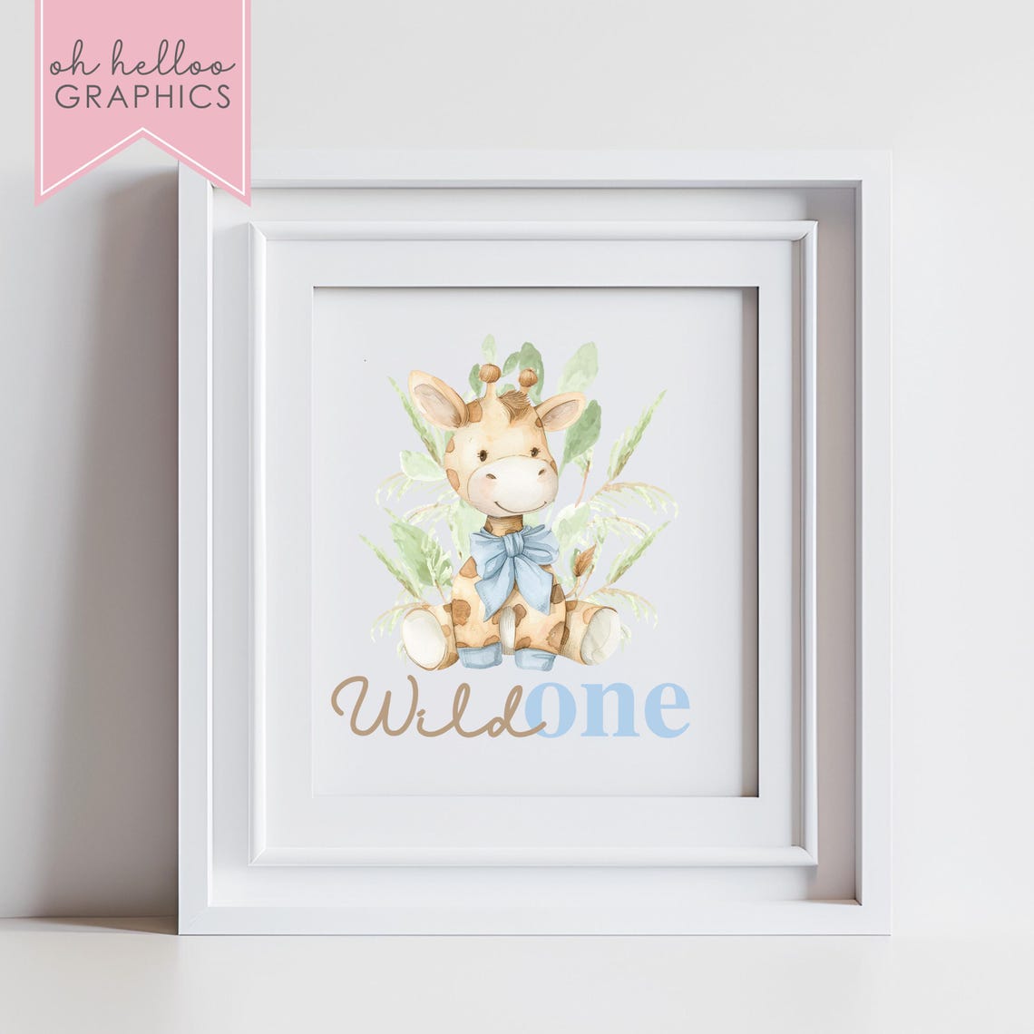 Blue Giraffe Wild One Safari 1st Birthday PNG Clipart Sublimation Image ...