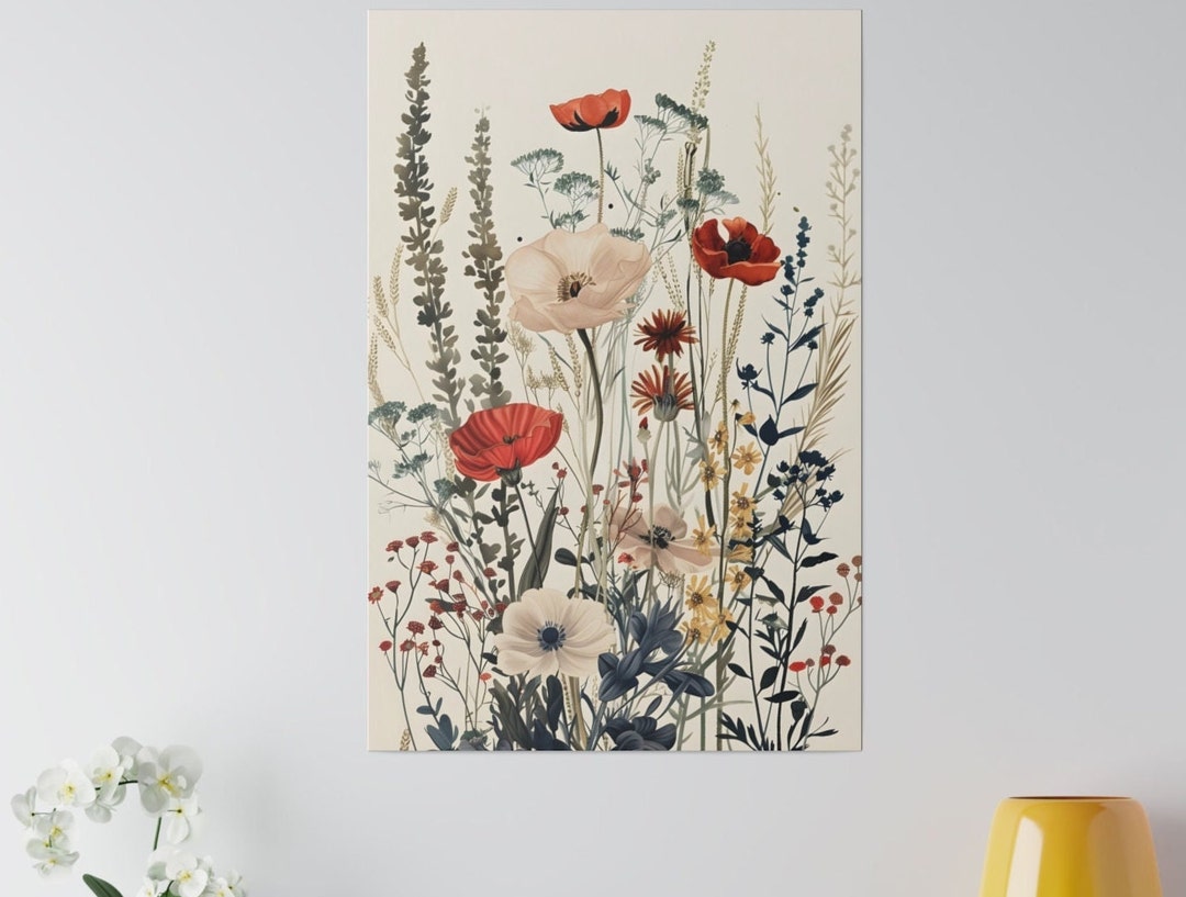 Boho Flower Wall Art Leaf Wall Art Pressed Flower Wall Art Boho Flower ...