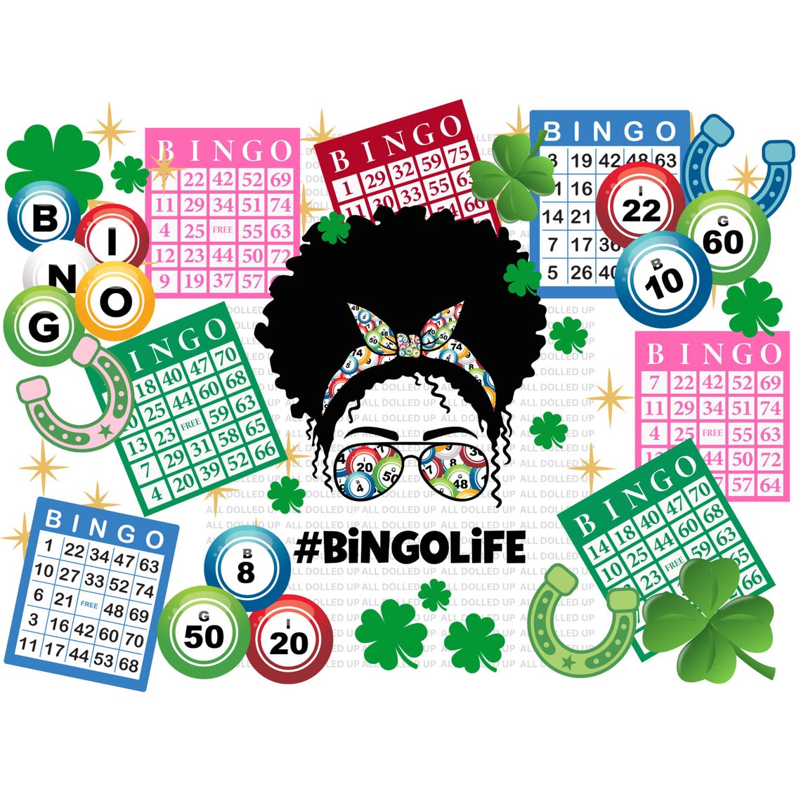 Bingo Life, Messy Bun Tumbler Wrap, 2 Pre-sized 20 Oz Wraps, Colorful ...