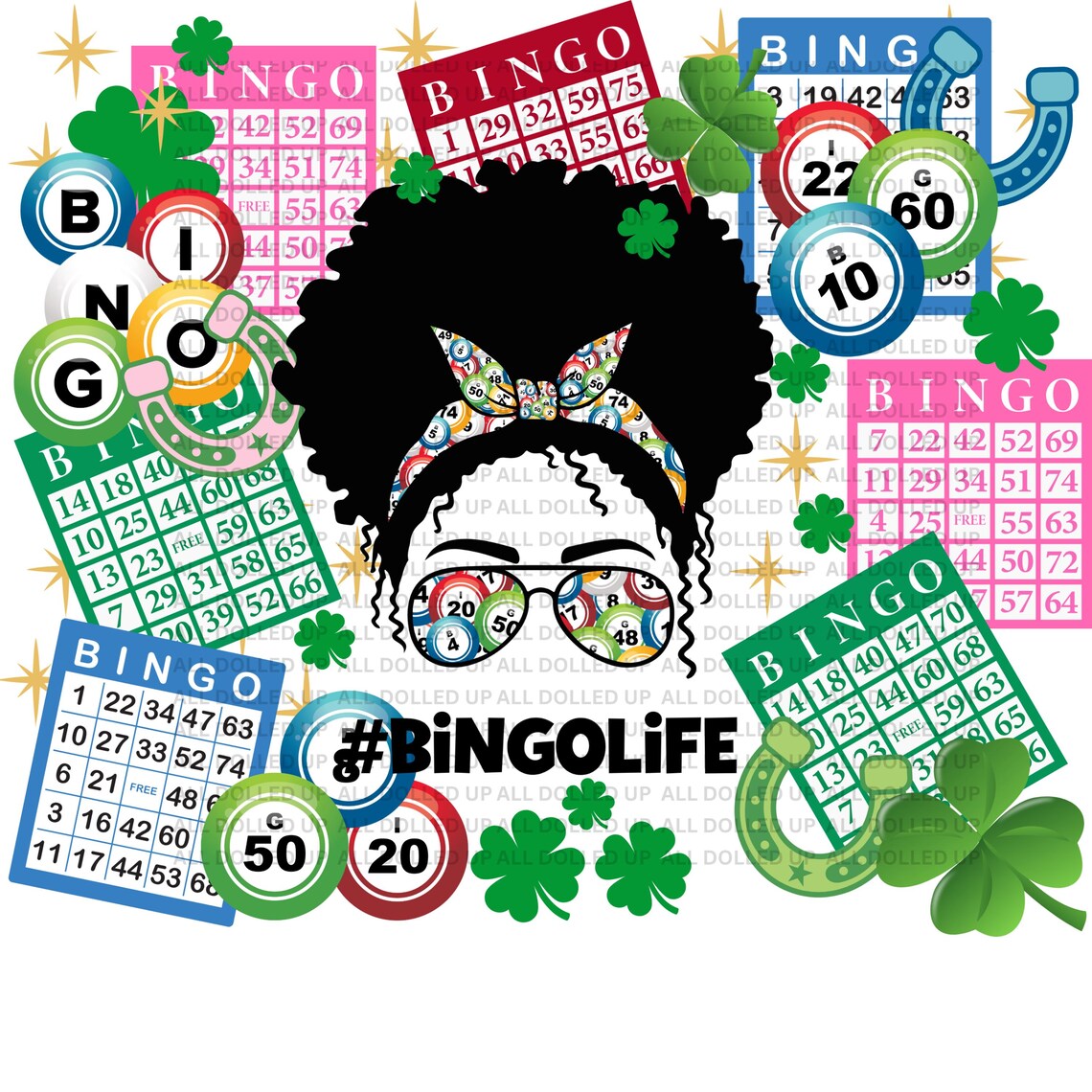 Bingo Life, Messy Bun Tumbler Wrap, 2 Pre-sized 20 Oz Wraps, Colorful ...