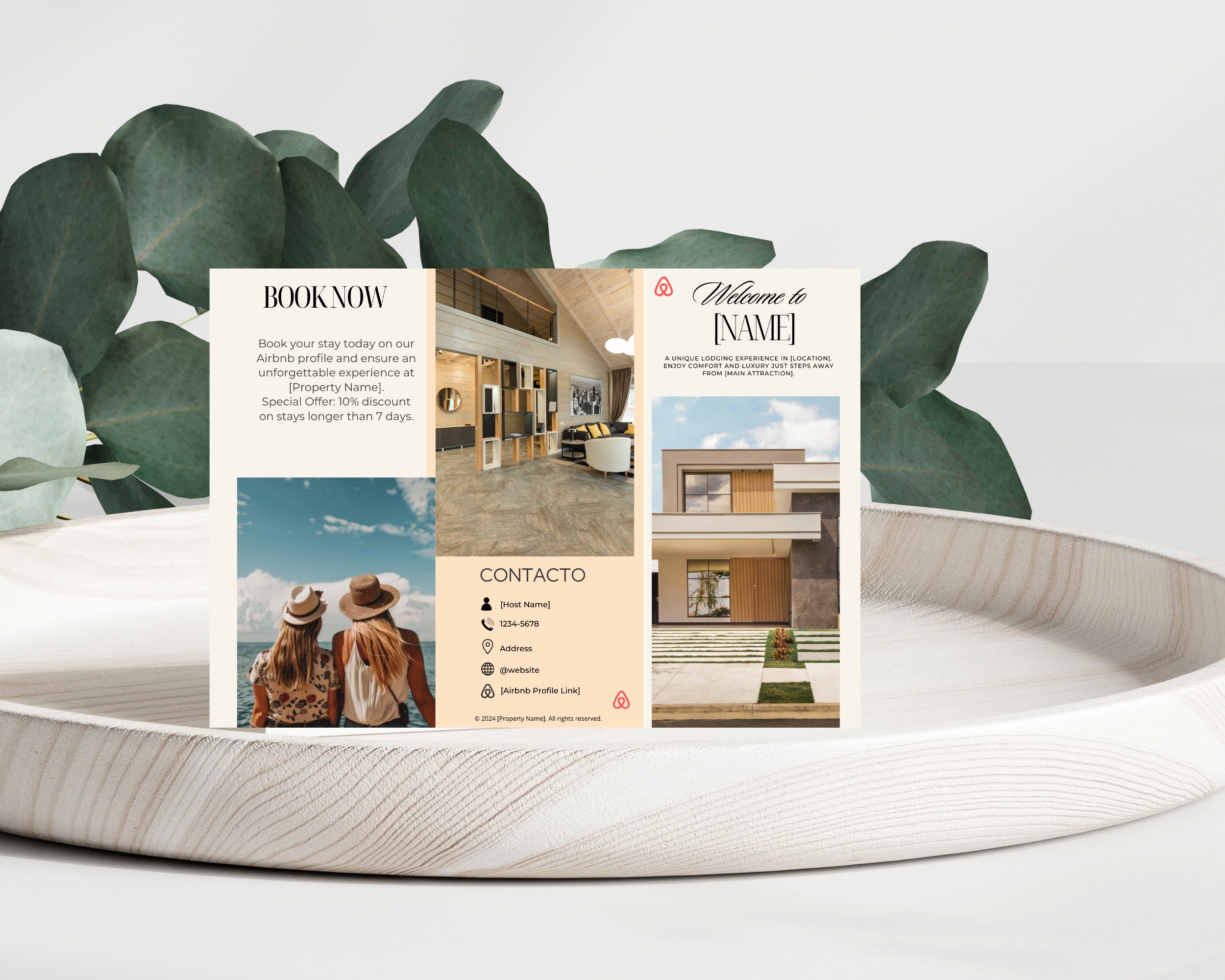 Modern Beach House Airbnb Promotional Brochure Template Editable in ...