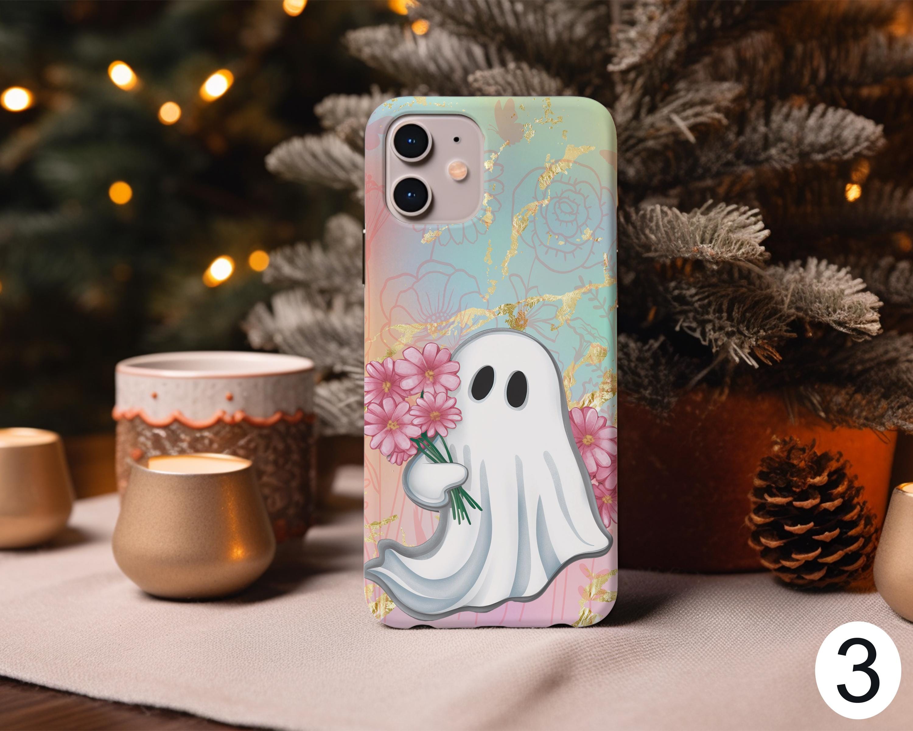 Cute Flowers and Ghost Phone Case, Rainbow Halloween for iPhone 15 Pro ...