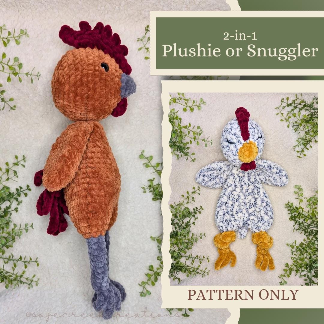 PATTERN Low-sew: 2-in-1 Rooster Plushie / Snuggler - Etsy