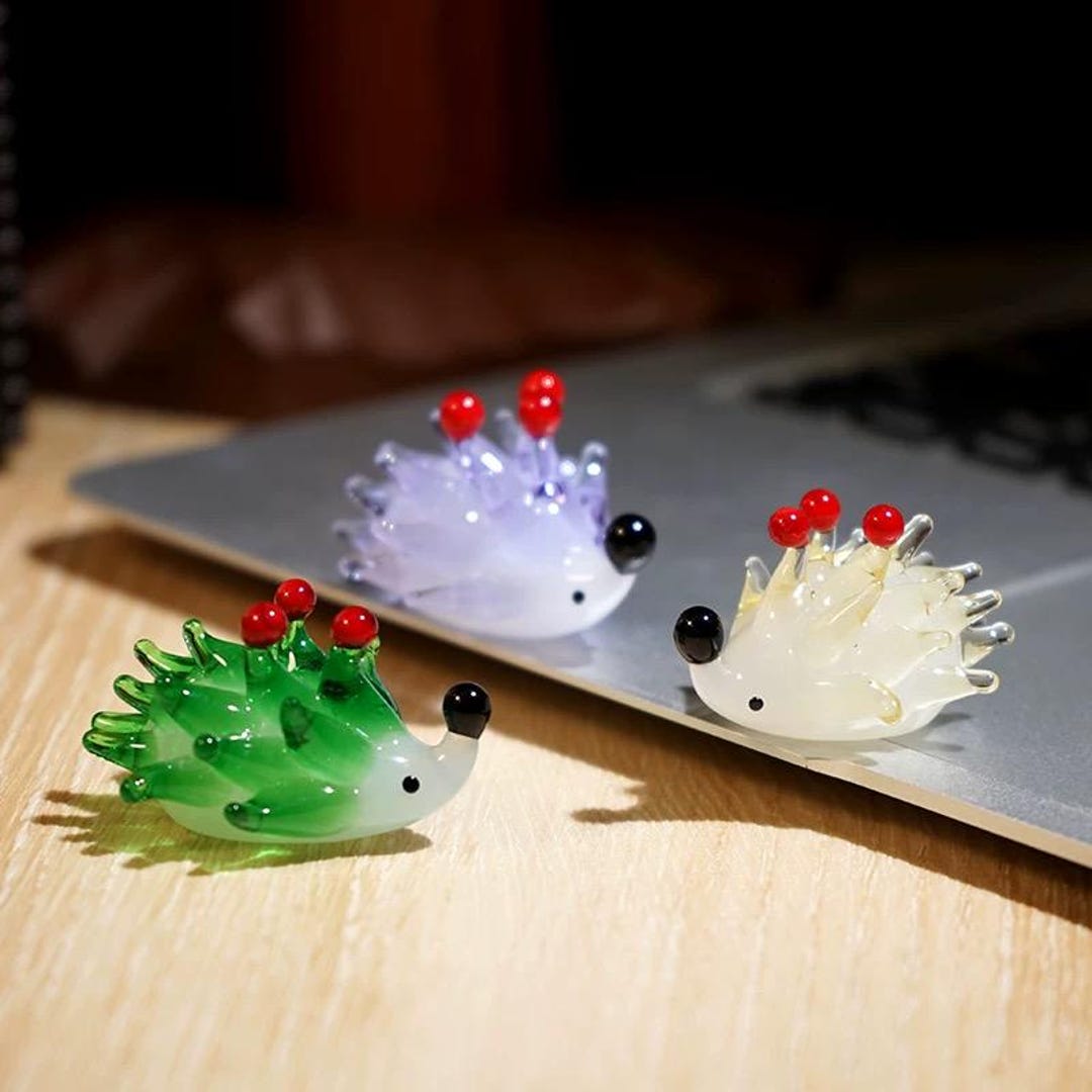 1''hand Carved Glass Hedgehog Figurine for Desk Decor Gift,cute ...