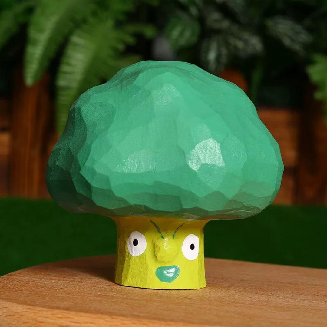 2.8''hand Carved Wooden Broccoli Figurine for Desk Decor Gift,broccoli ...