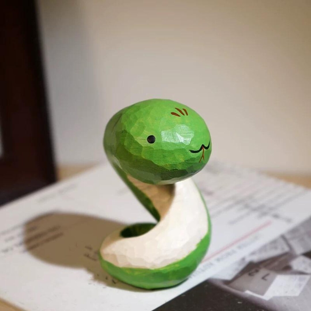 3.2''hand Carved Wooden Snake Figurine for Desk Decor Gift,carved,cut ...