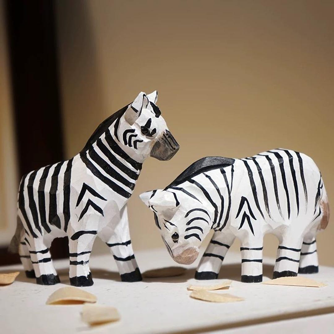 2''hand Carved Wooden Zebra Figurine for Desk Decor Gift,cute Zebra ...
