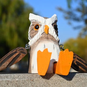 5''natural Hand Carved Wooden Owl Figurine for Desk Decor,garden Decor ...