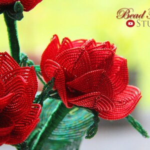 French Beaded Rose Beaded Flower Tutorial and Pattern - Pdf - Etsy