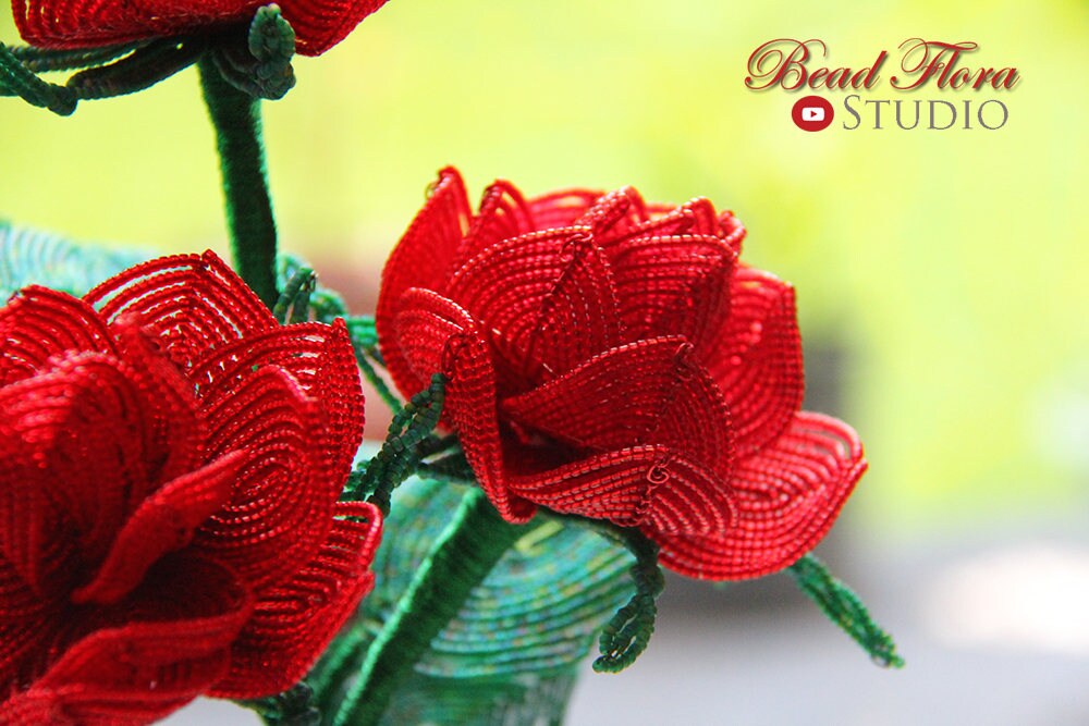 French Beaded Rose Beaded Flower Tutorial and Pattern Pdf - Etsy