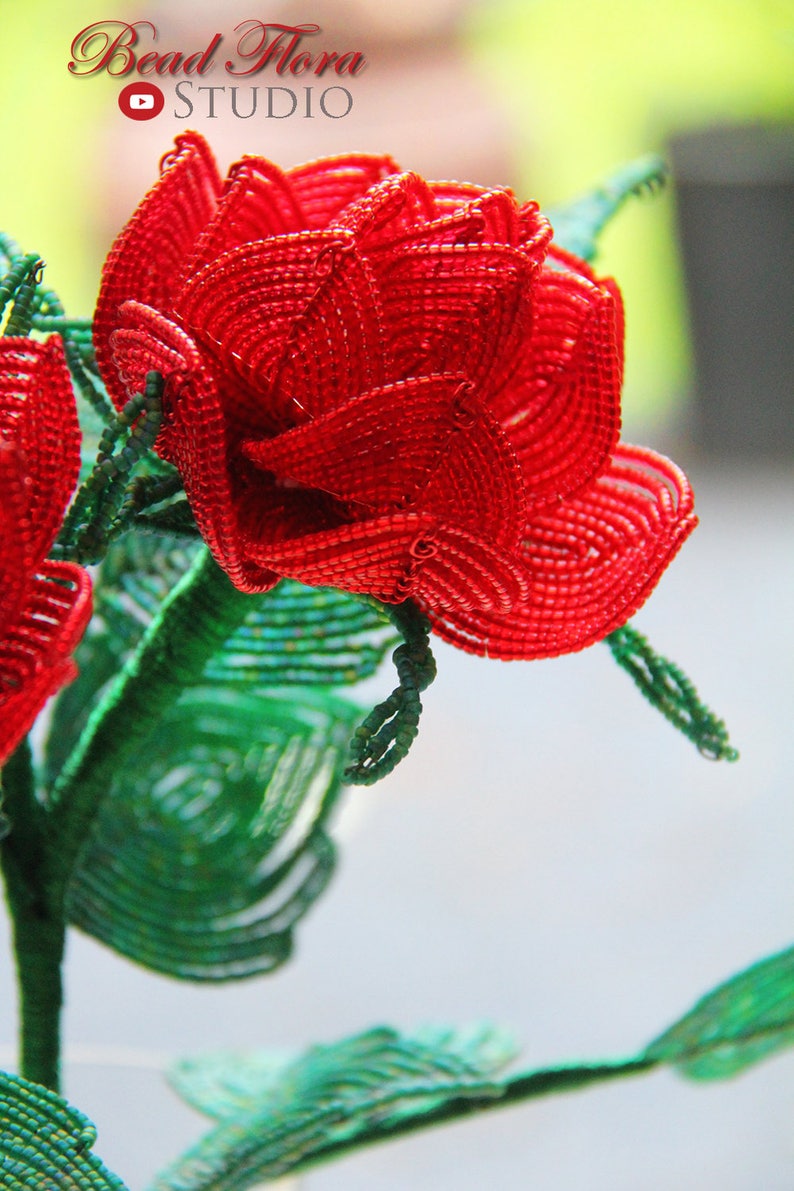 French Beaded Rose Beaded Flower Tutorial and Pattern Pdf - Etsy