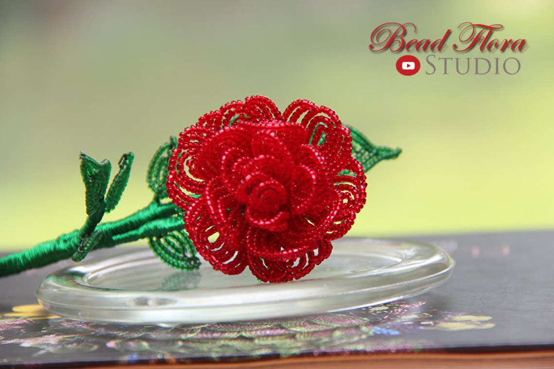 Pattern French Beaded Enchanted Rose Tutorial and Pattern Pdf - Etsy