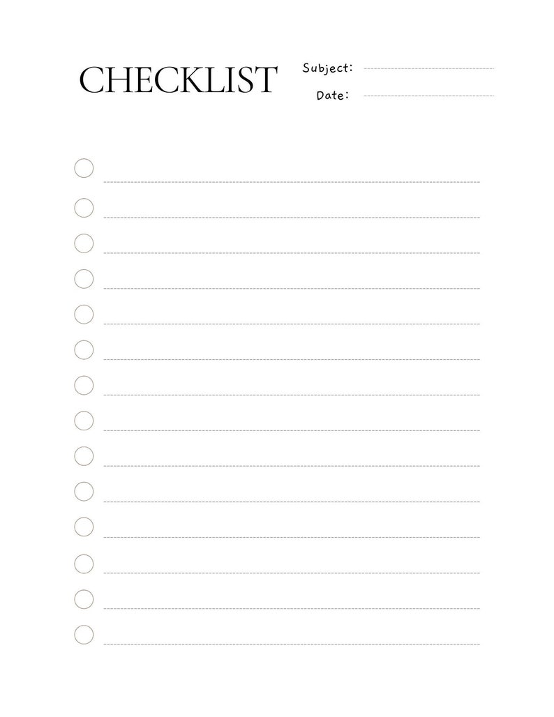 Simple Modern Checklist Use for Everyday Task Digital Download Easy to ...
