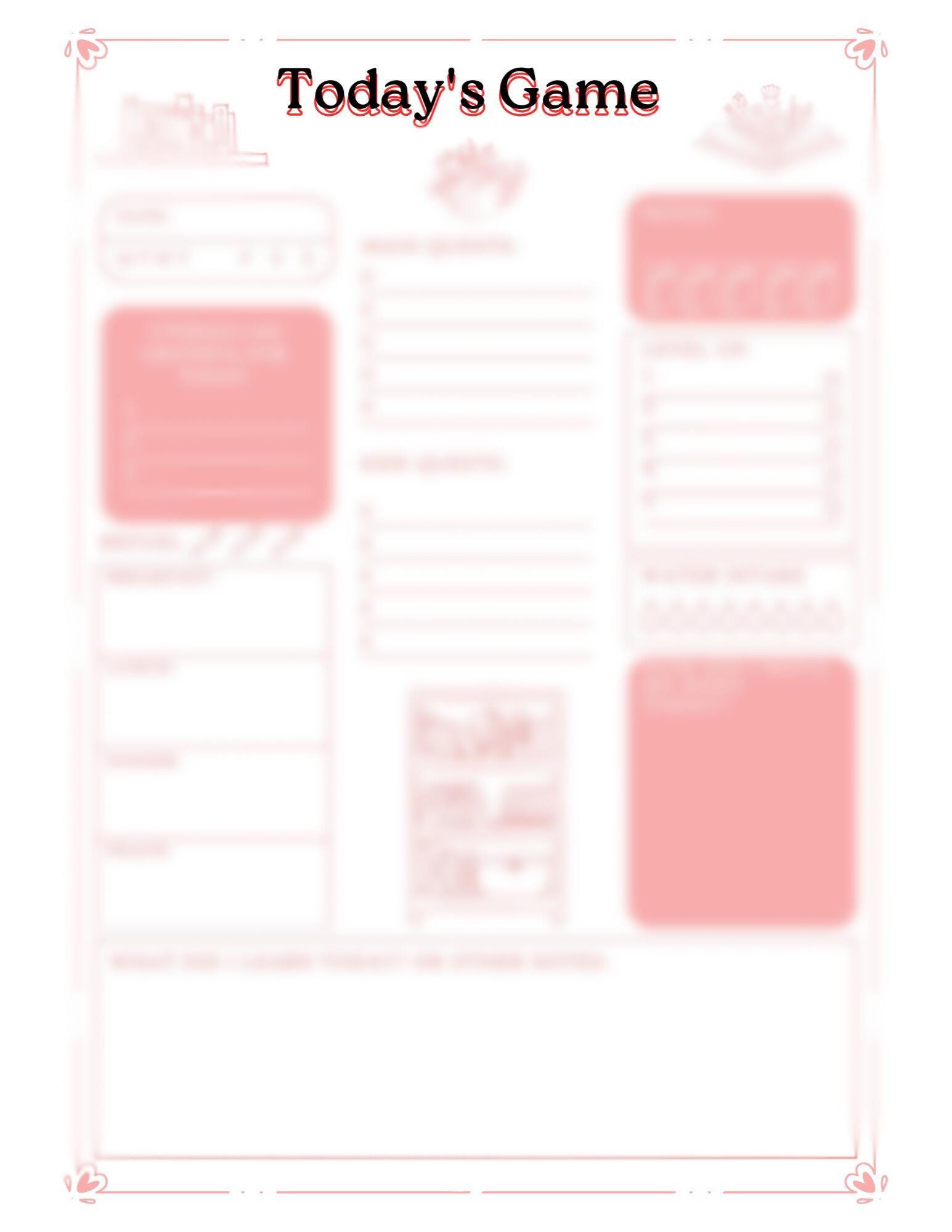 Printable Gamification Task Sheets/gamify Tasks Journal Pages - Etsy
