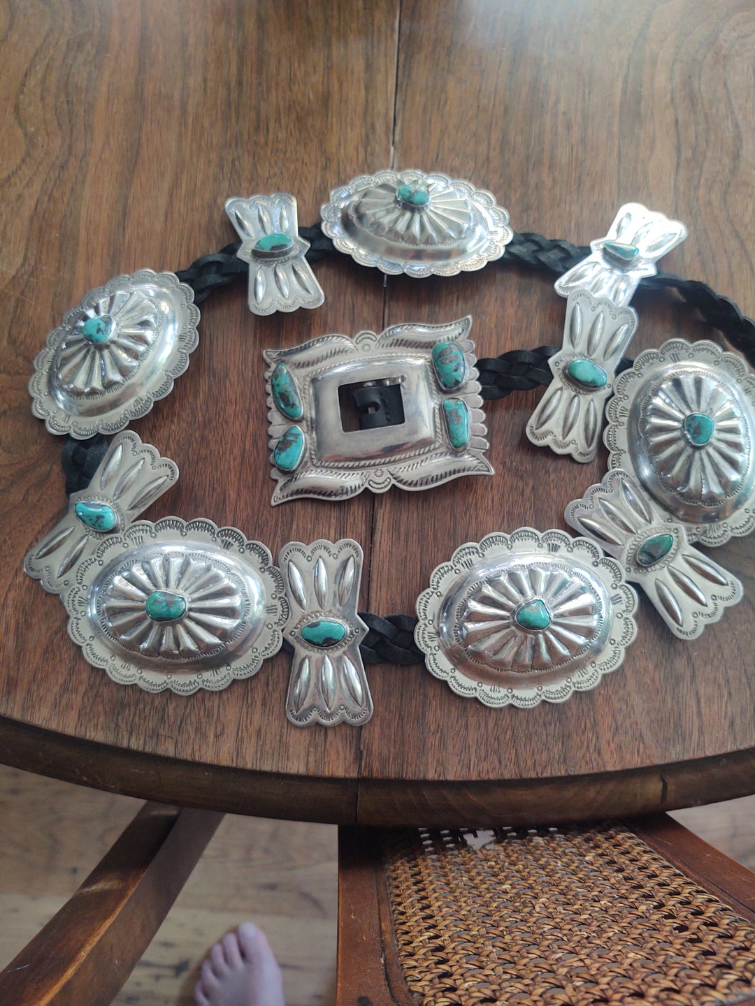 Silver and Turquoise Concho Belt 5 Conchos 6 Butterflies - Etsy