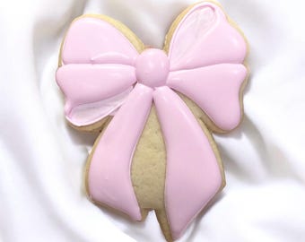 Pinstripe Bow Royal Icing Sugar Cookie - Etsy