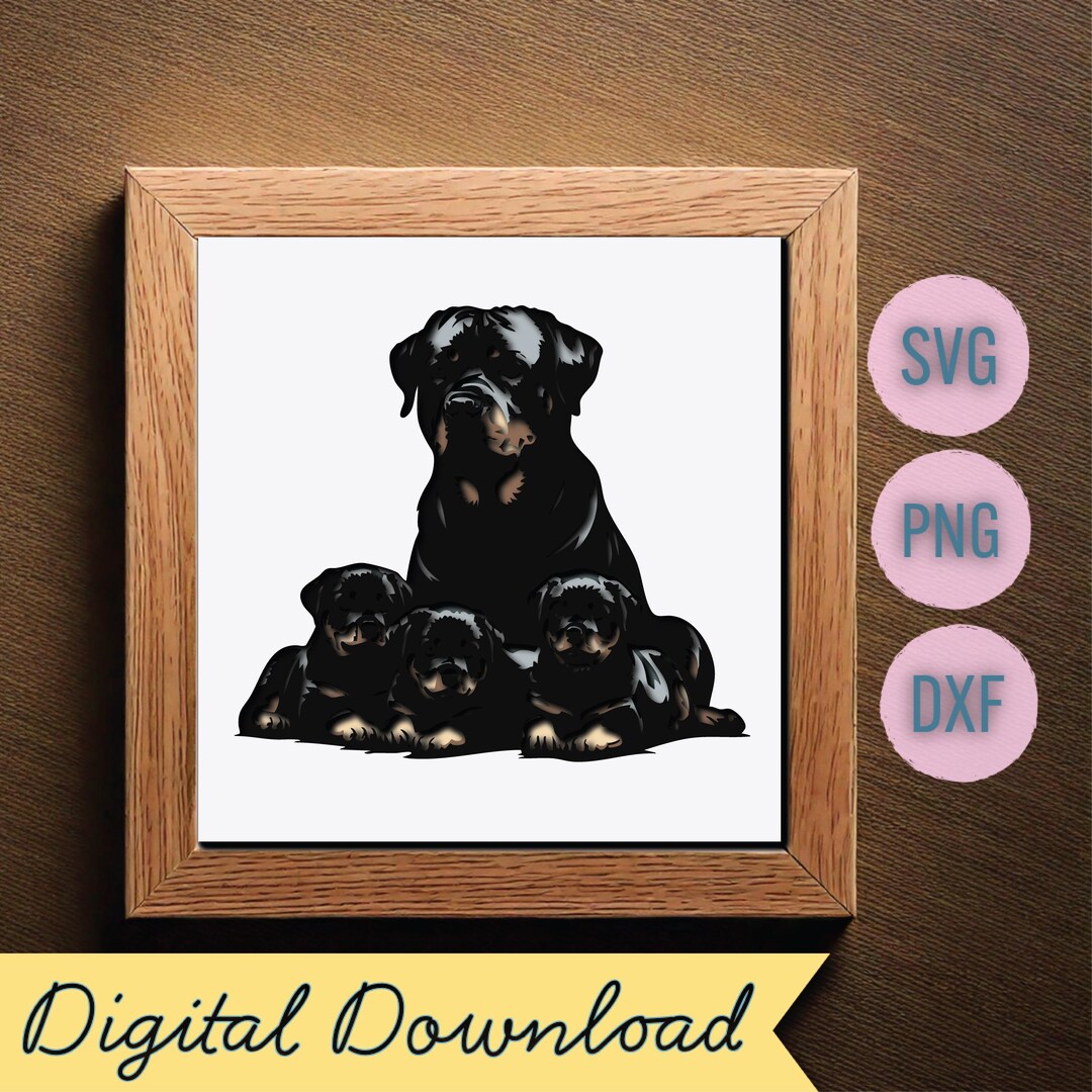 3D Rottweiler Wall Art Multi-layer SVG, Rottweiler Laser Cut File ...