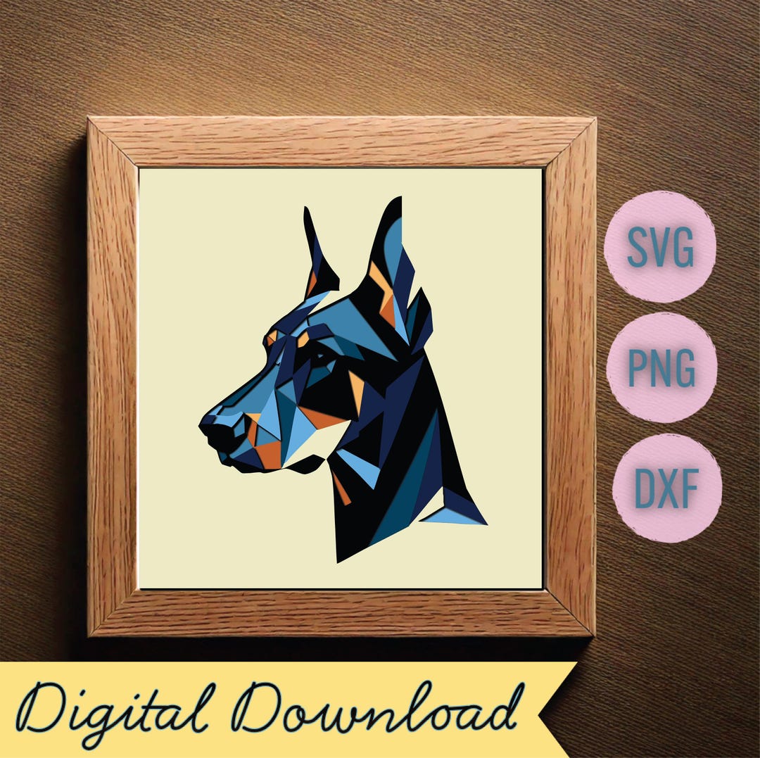 Doberman SVG, 3d Doberman Laser Cut File SVG, Layered SVG Doberman, 8 ...