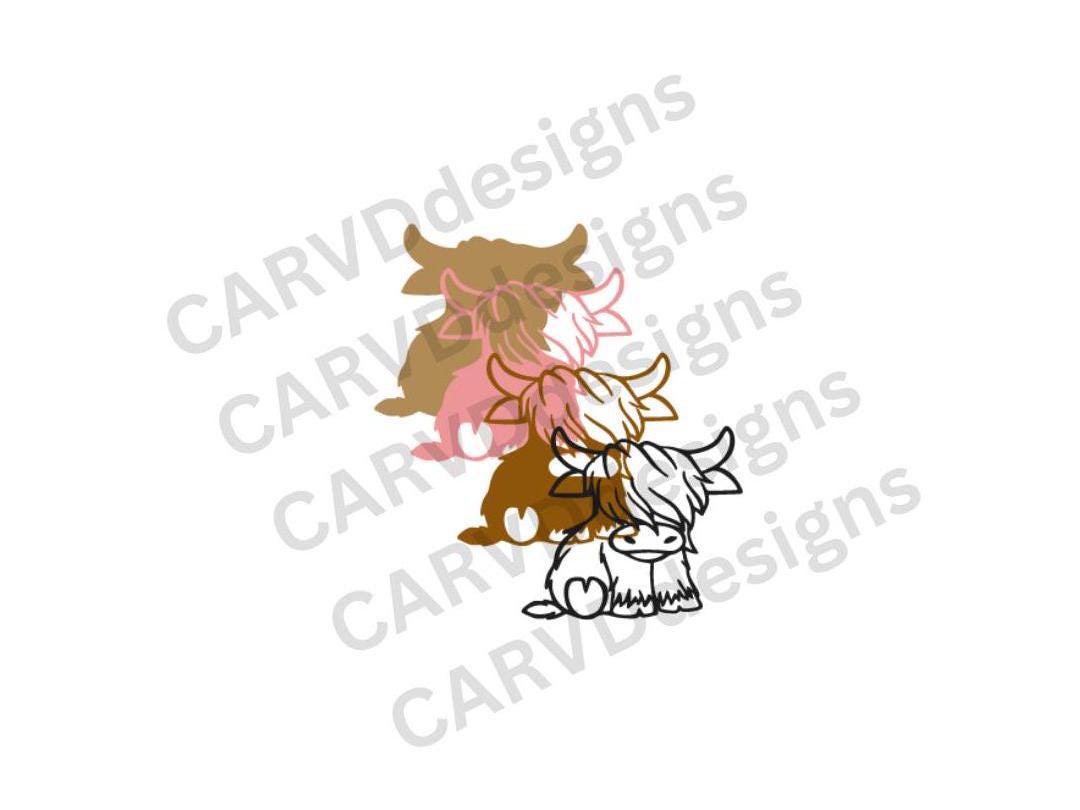 Baby Highland Cow Svg , Layered Highland Cow Svg , Xtool Layered SVG ...