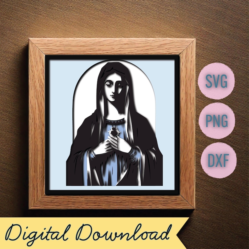 3D Virgin Mary Multilayer SVG , Virgin Mary Laser Cut File , Digital ...