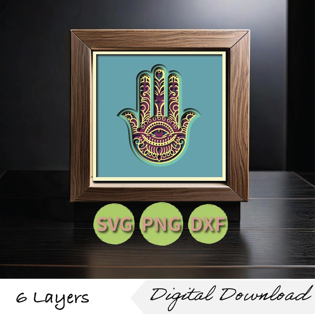 3D Hamsa Hand SVG , Multilayered Hamsa Hand Laser Cut File , Cut File ...
