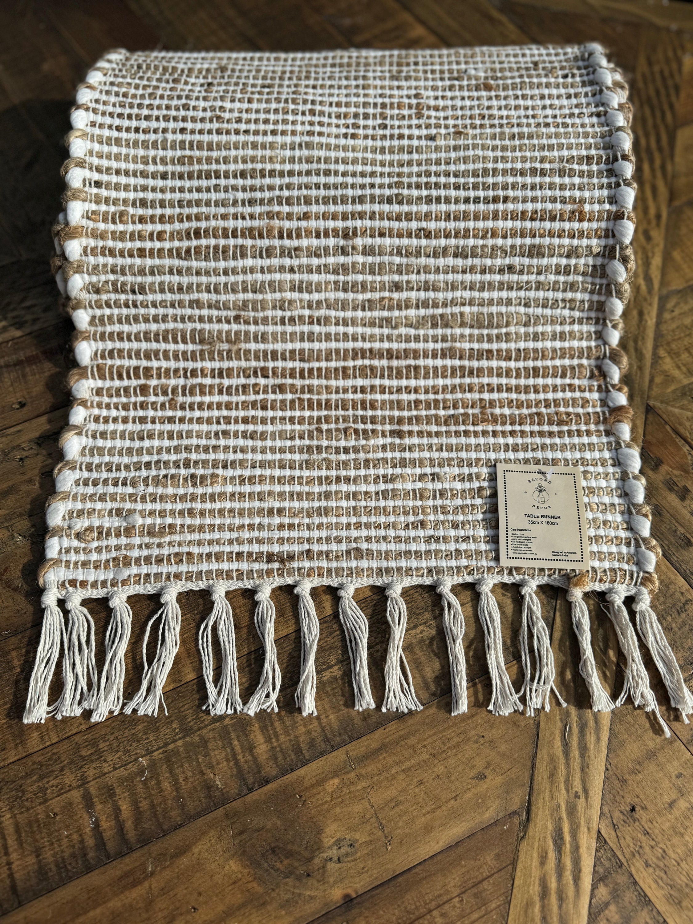 Handwoven Chindi Table Runner Cotton & Jute by Beyond Decor14x72 - Etsy