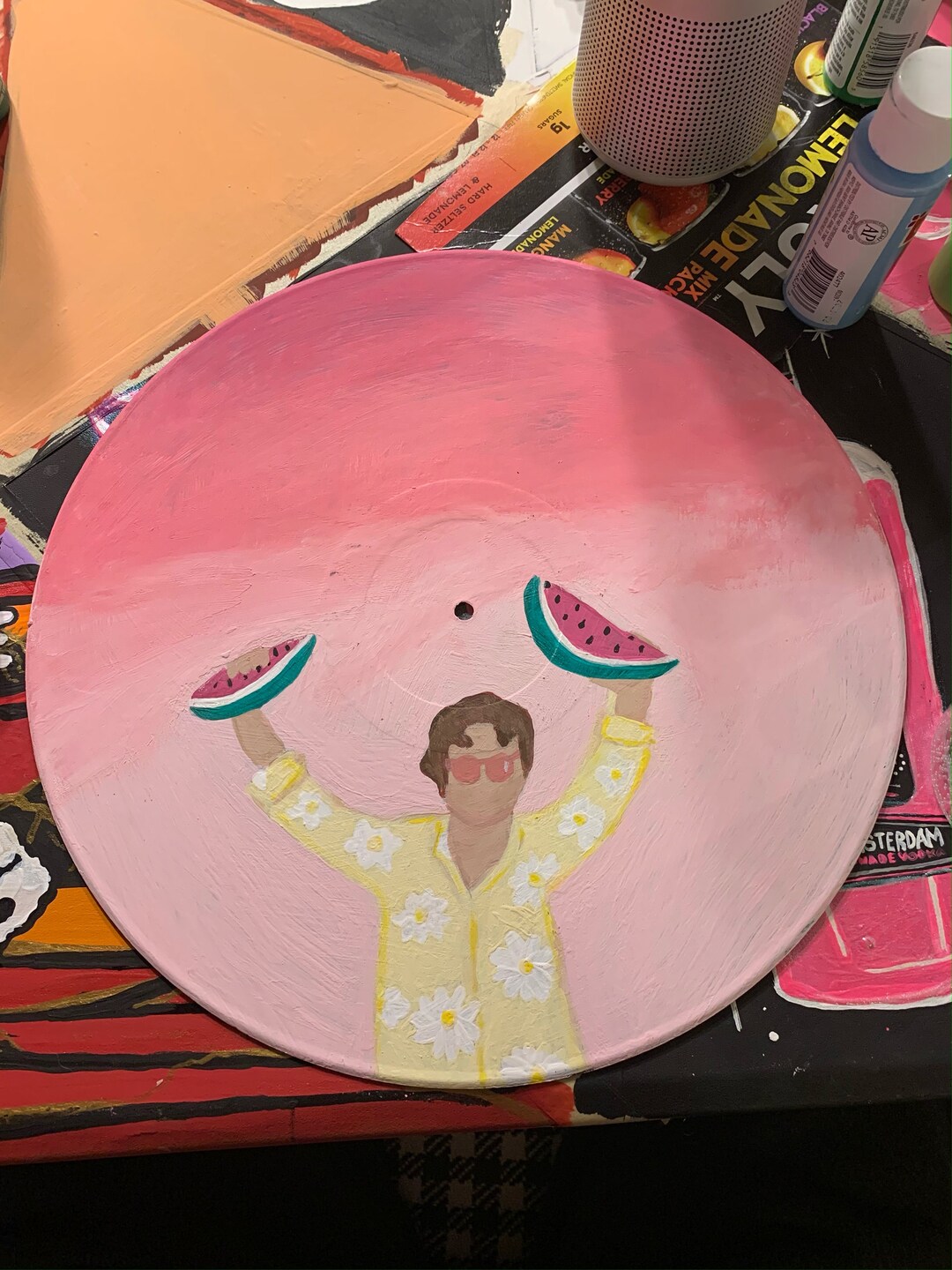 Harry Styles Watermelon Sugar Hand Painted Vinyl Record Easy Hang ...