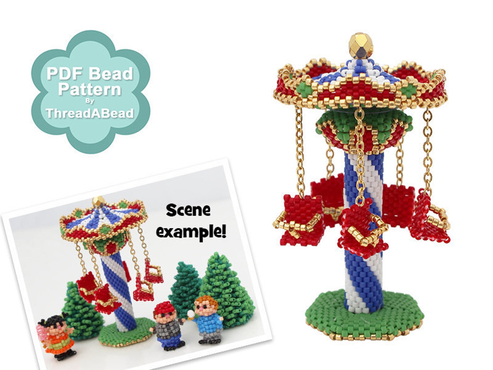 Bead Pattern: 3D Swinging Carousel Fairground Ornament Pattern | Etsy