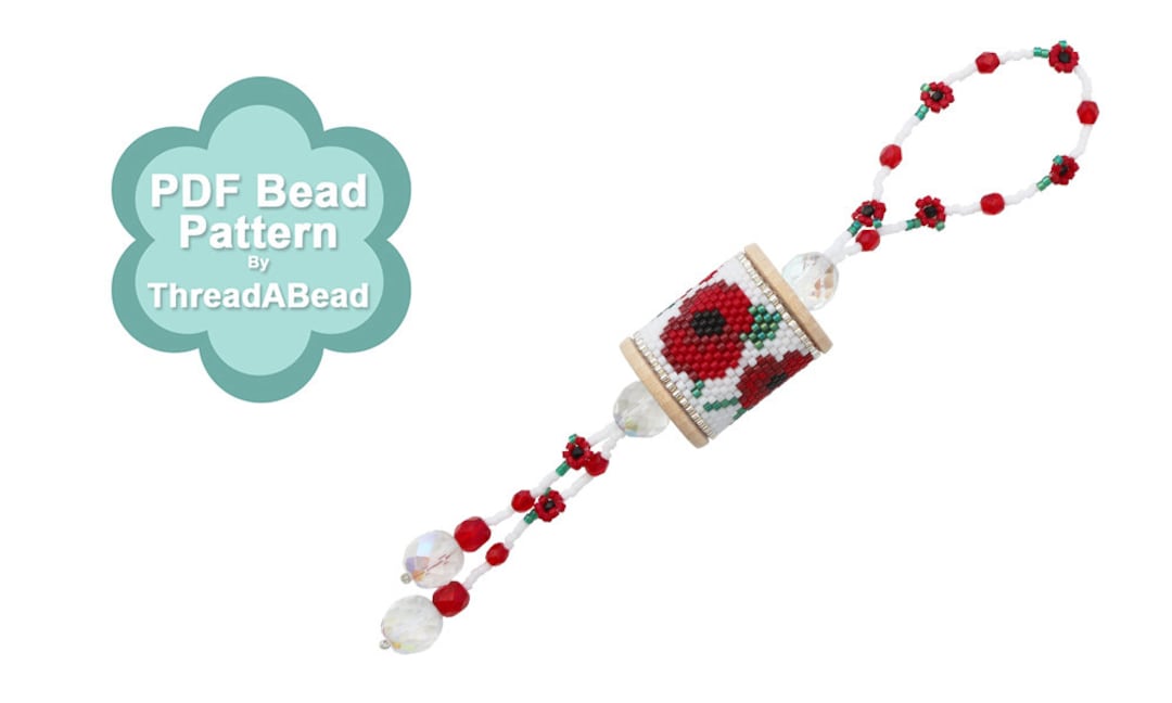 Bead Pattern: Poppy Wood Spool Ornament - Etsy