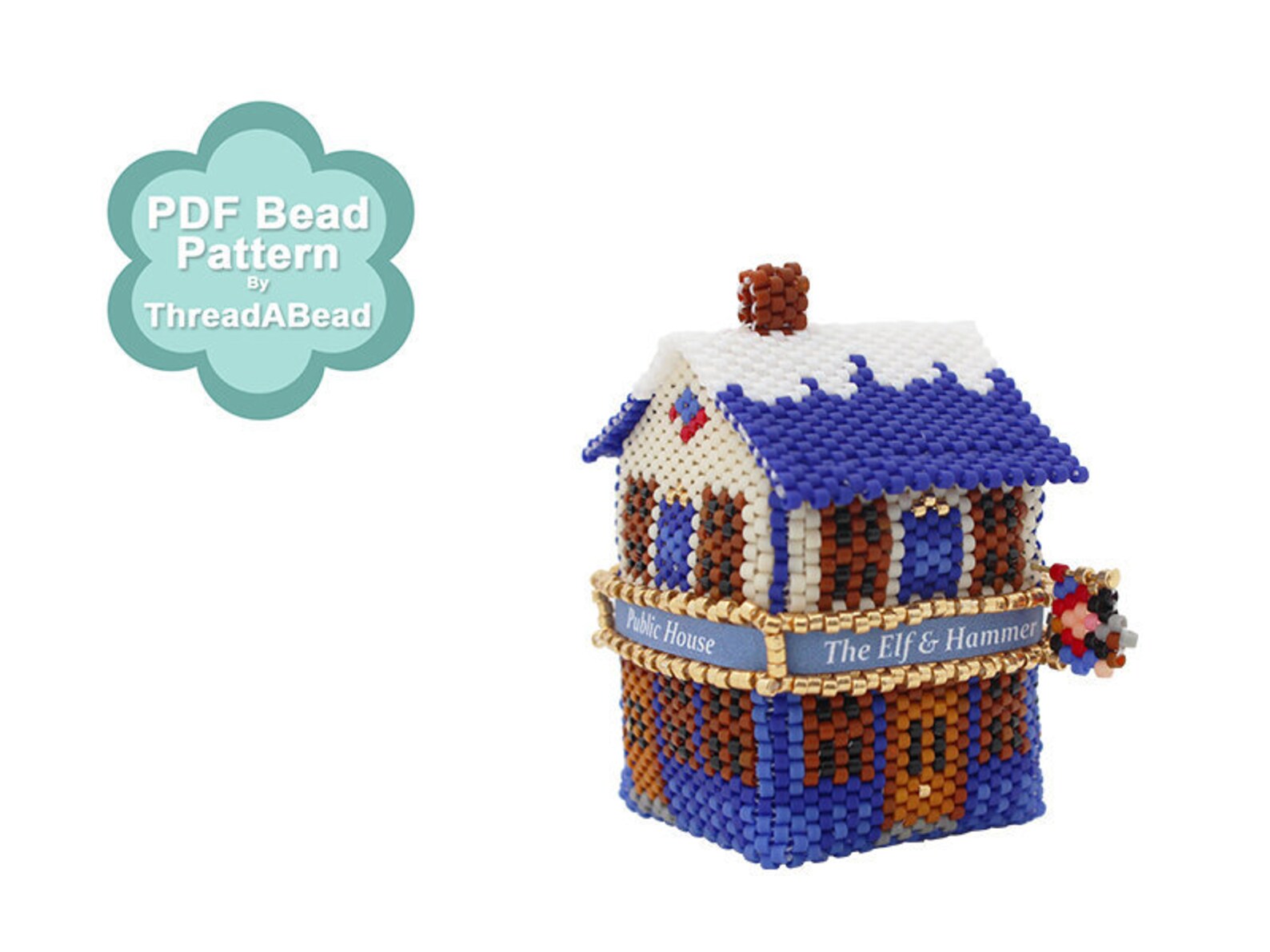 Bead Pattern: 3D Elf & Hammer Public House Christmas Village Ornament ...