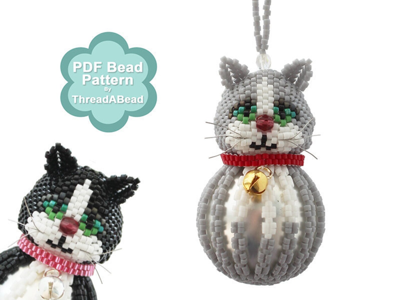 Bead Pattern: Peanut the Cat & Pebbles the Cat 3cm Bauble - Etsy