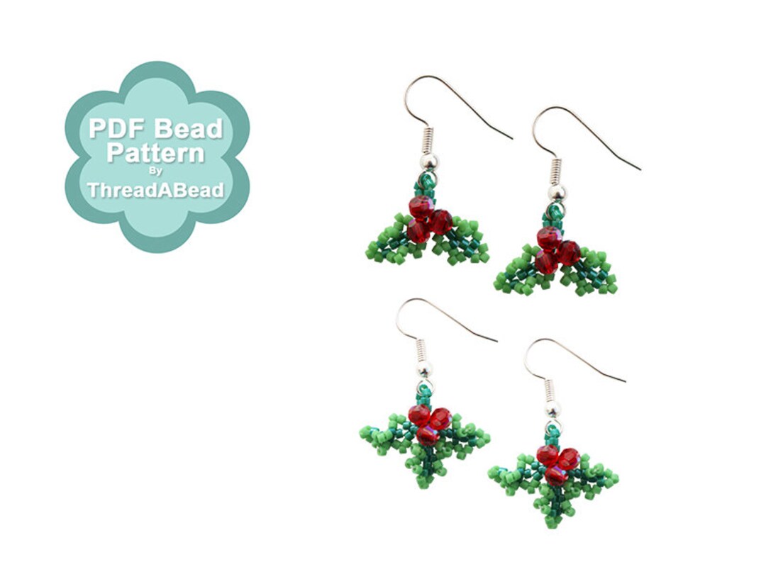 Bead Pattern: Mini 3D Beaded Holly Earrings - Etsy