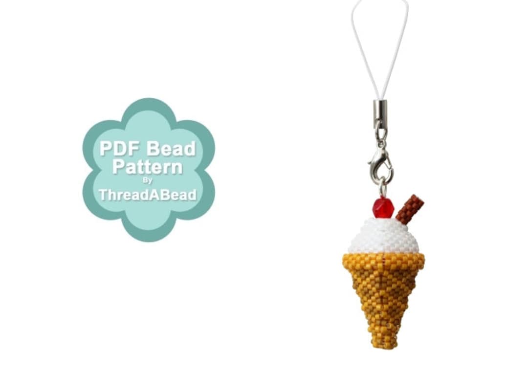 Bead Pattern: Charming 3D Ice Cream Cone Beaded Keychain / Pendant Etc ...