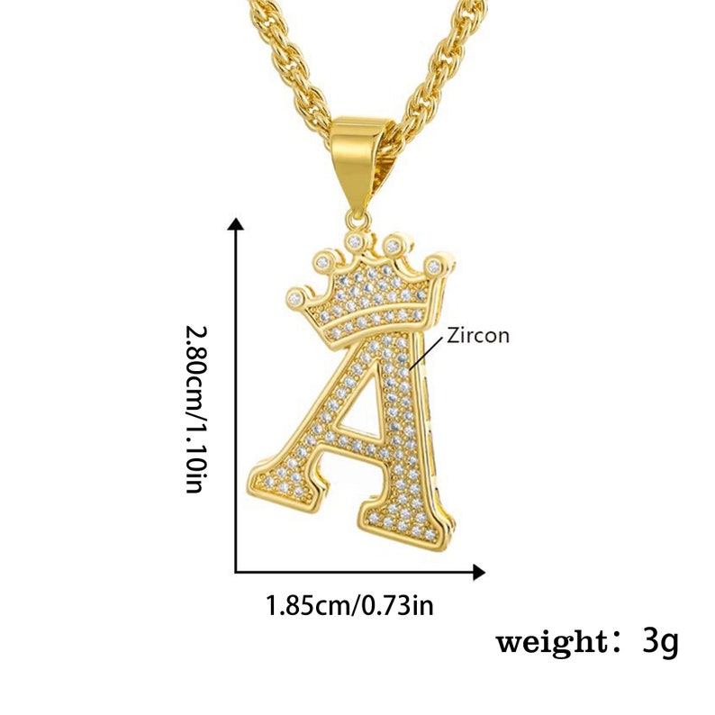 18k Initial Crown Pendant Alphabet Letter Charm, Custom Alphabet Charm ...