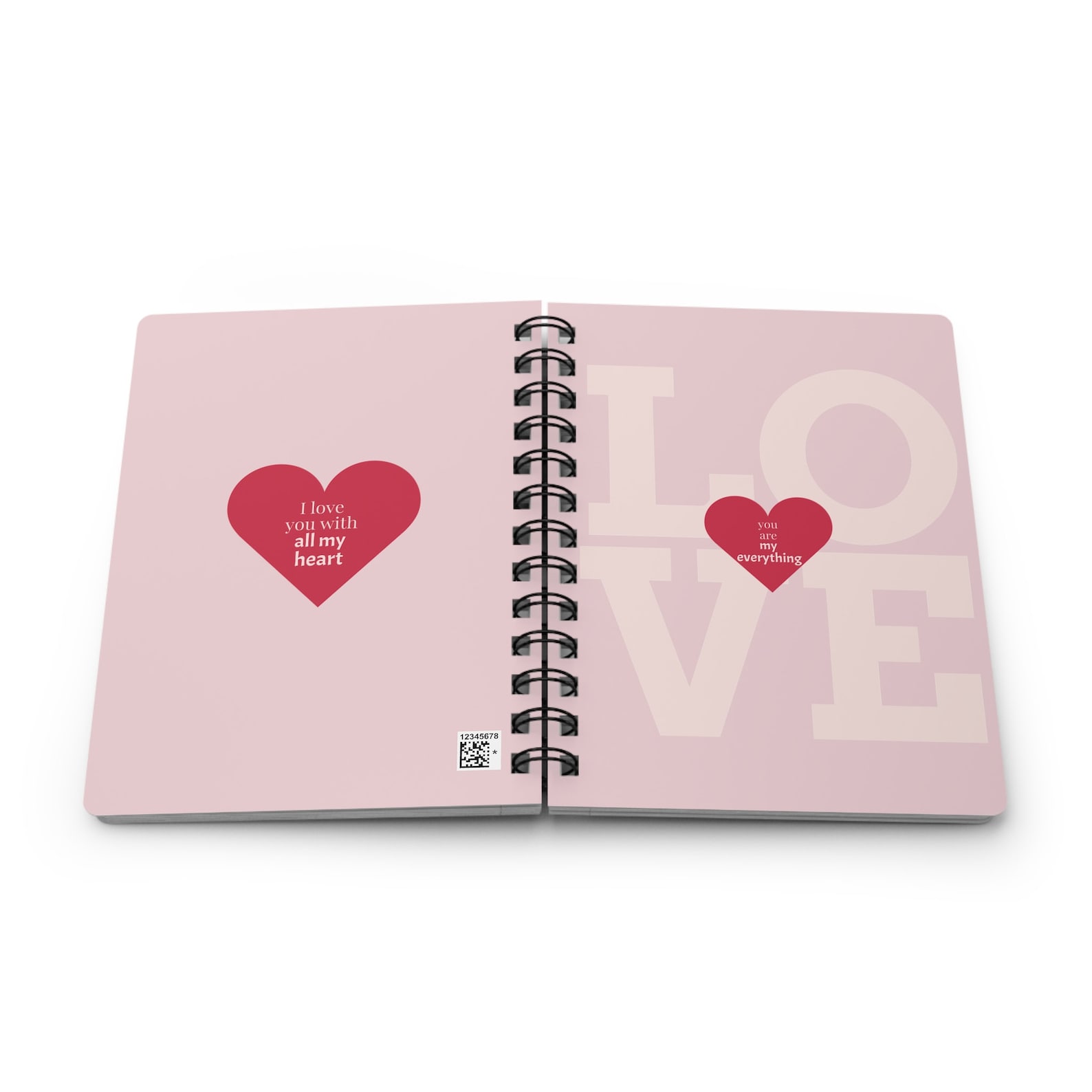 Pink Spiral Notebook for Student, Love Heart Design Spiral Notebook ...
