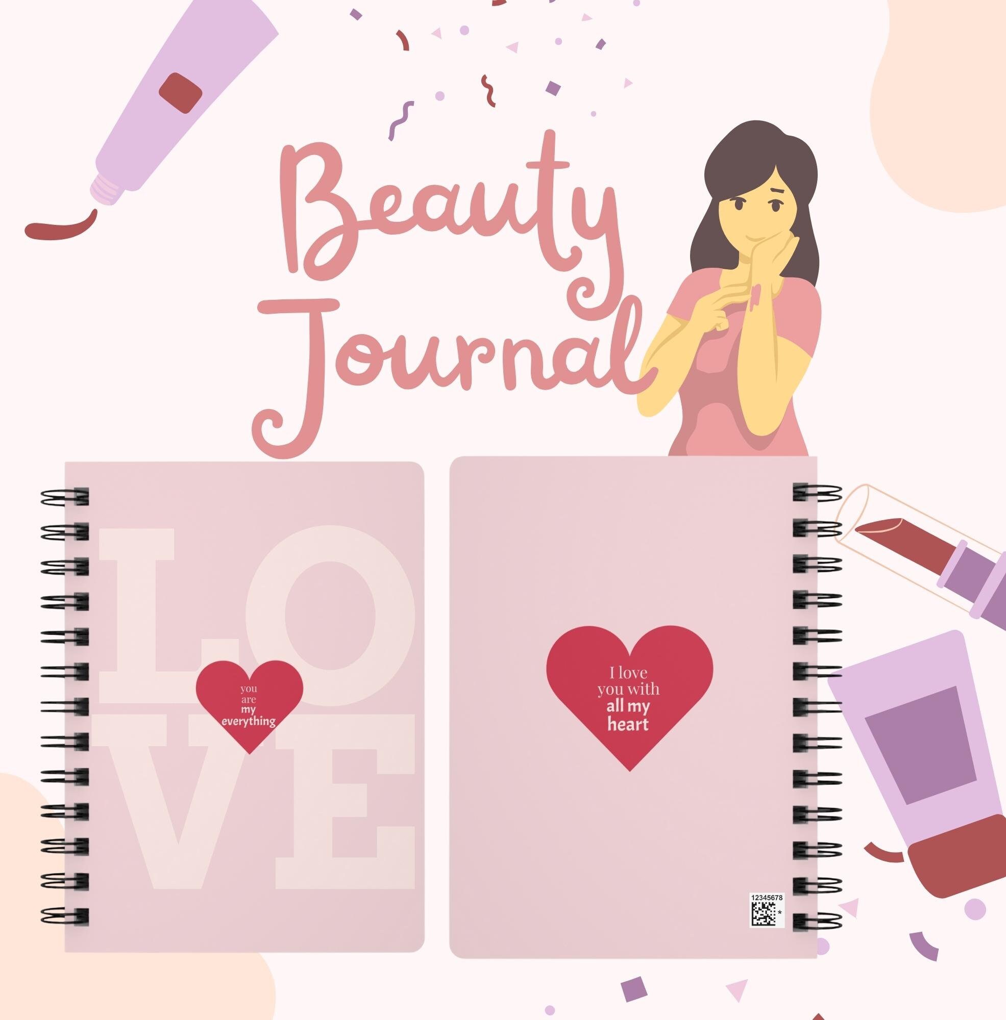 Pink Spiral Notebook for Student, Love Heart Design Spiral Notebook ...