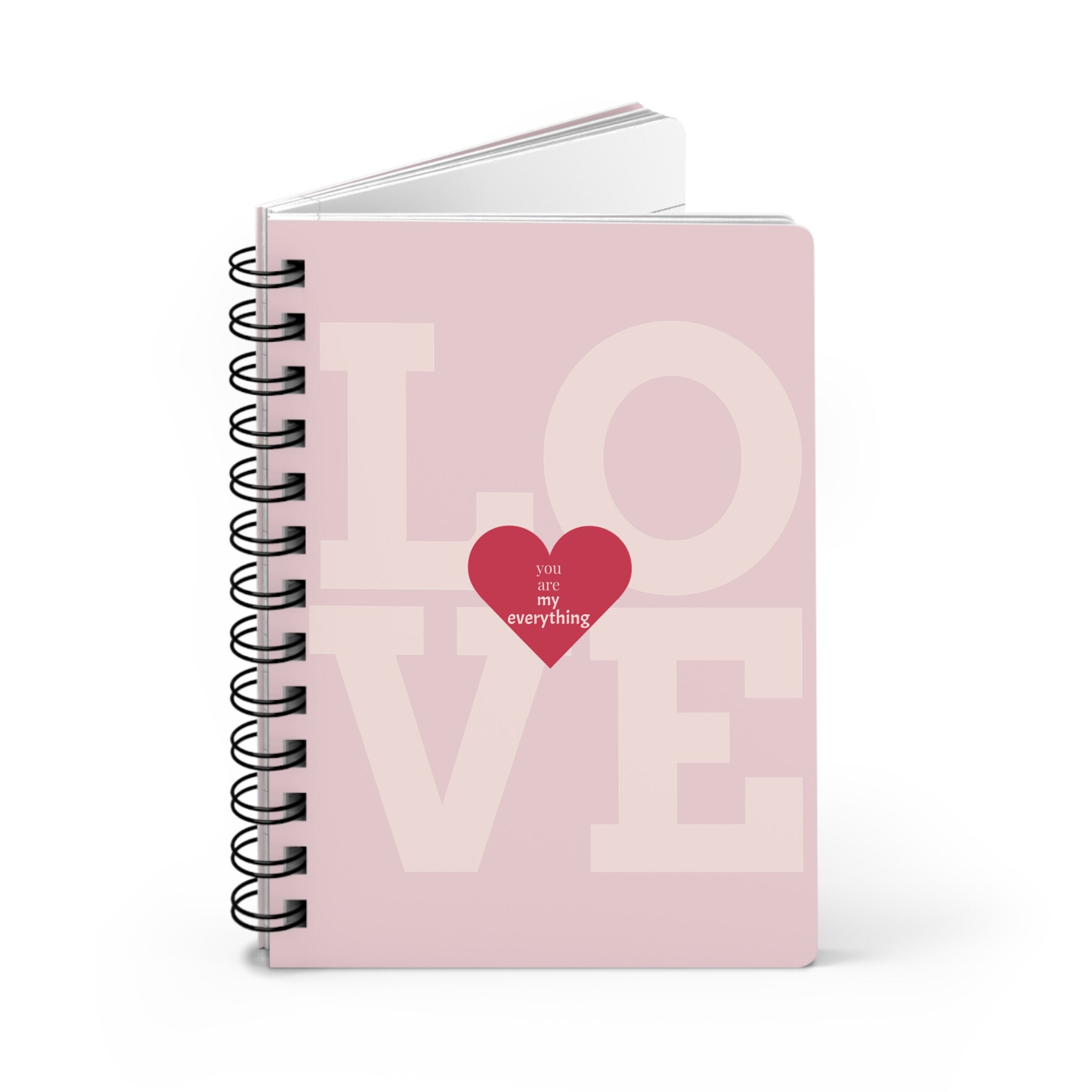 Pink Spiral Notebook for Student, Love Heart Design Spiral Notebook ...