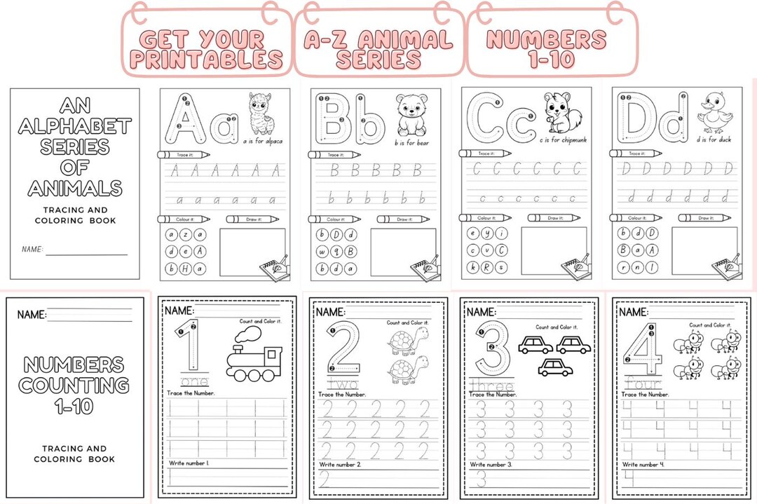Preschool Tracing and Colouring Books Alphabet Series of Animals PLUS ...