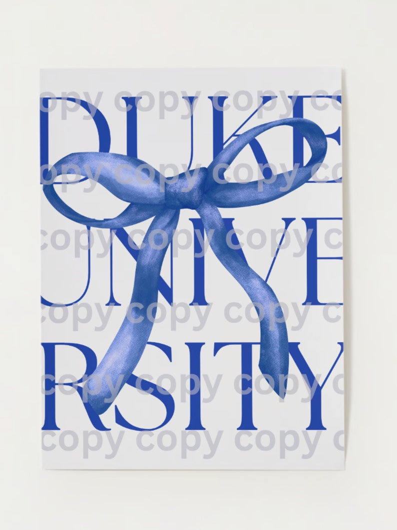 Duke University Bow Wall Art Digital Print Cute - Etsy