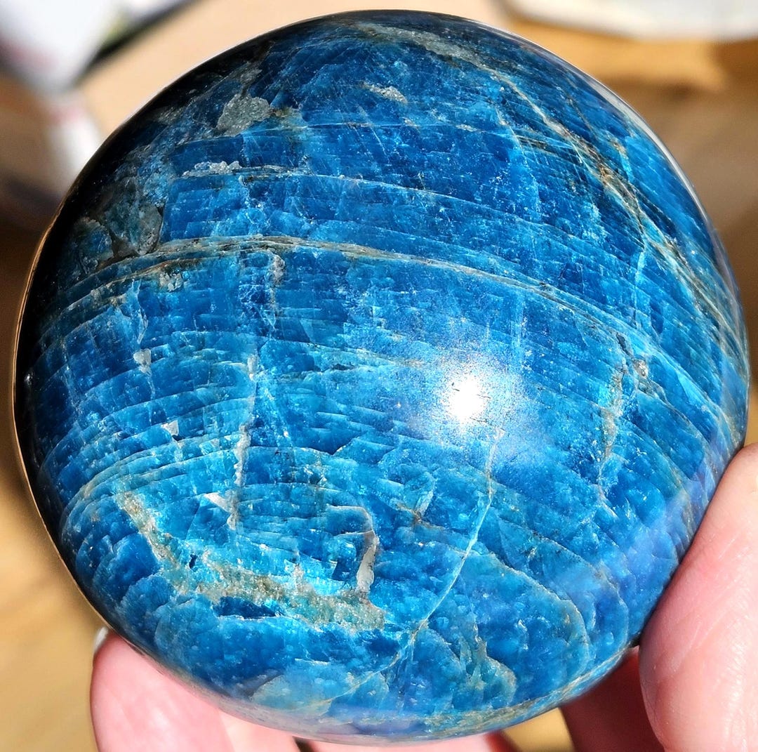 3.3" Blue Apatite Sphere - Etsy