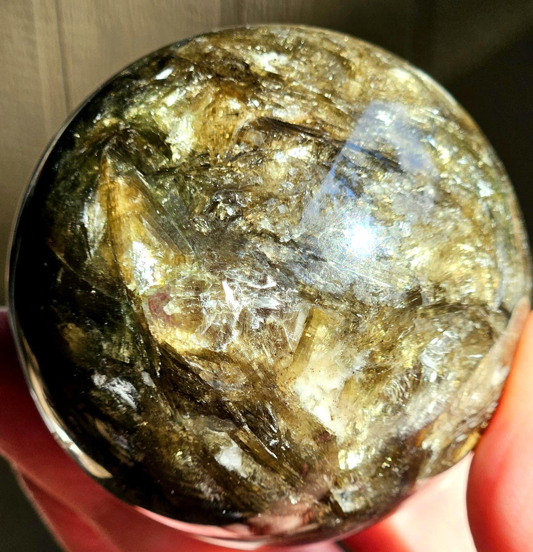 Flashy Green Tourmaline and Mica Sphere - Etsy