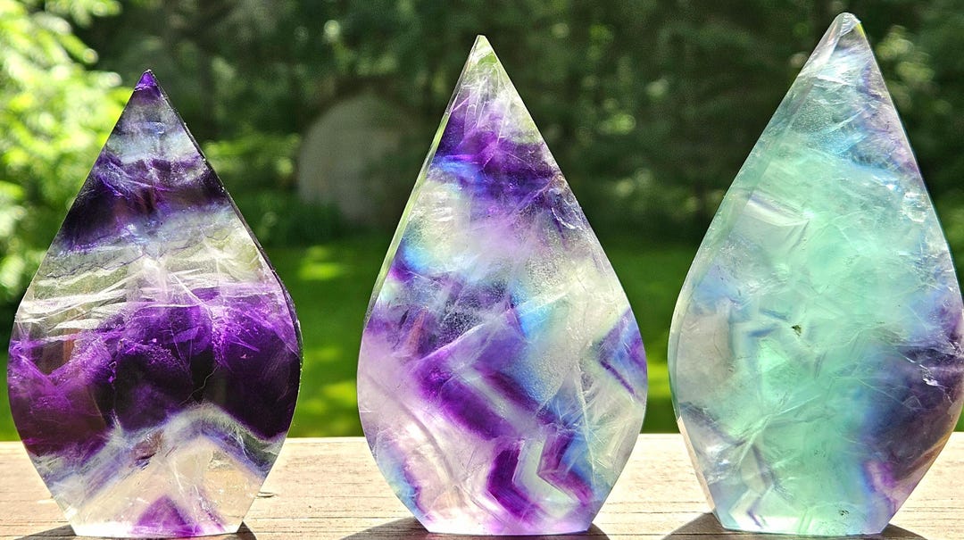 Rainbow Fluorite Teardrops - Etsy