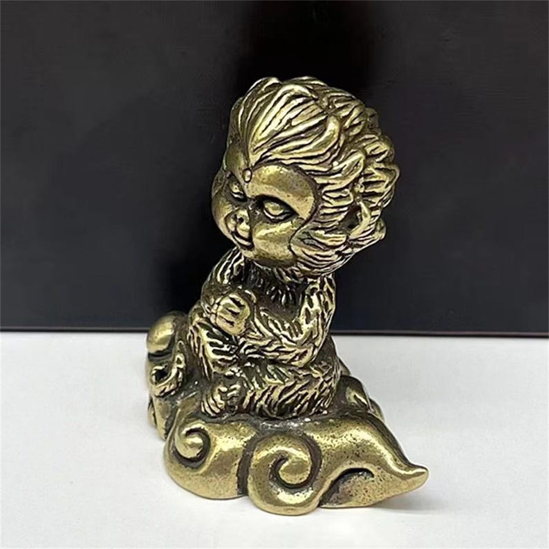 Brass Sun Wukong Figurine, Qi Tian Da Sheng Sculpture, Vintage Monkey ...