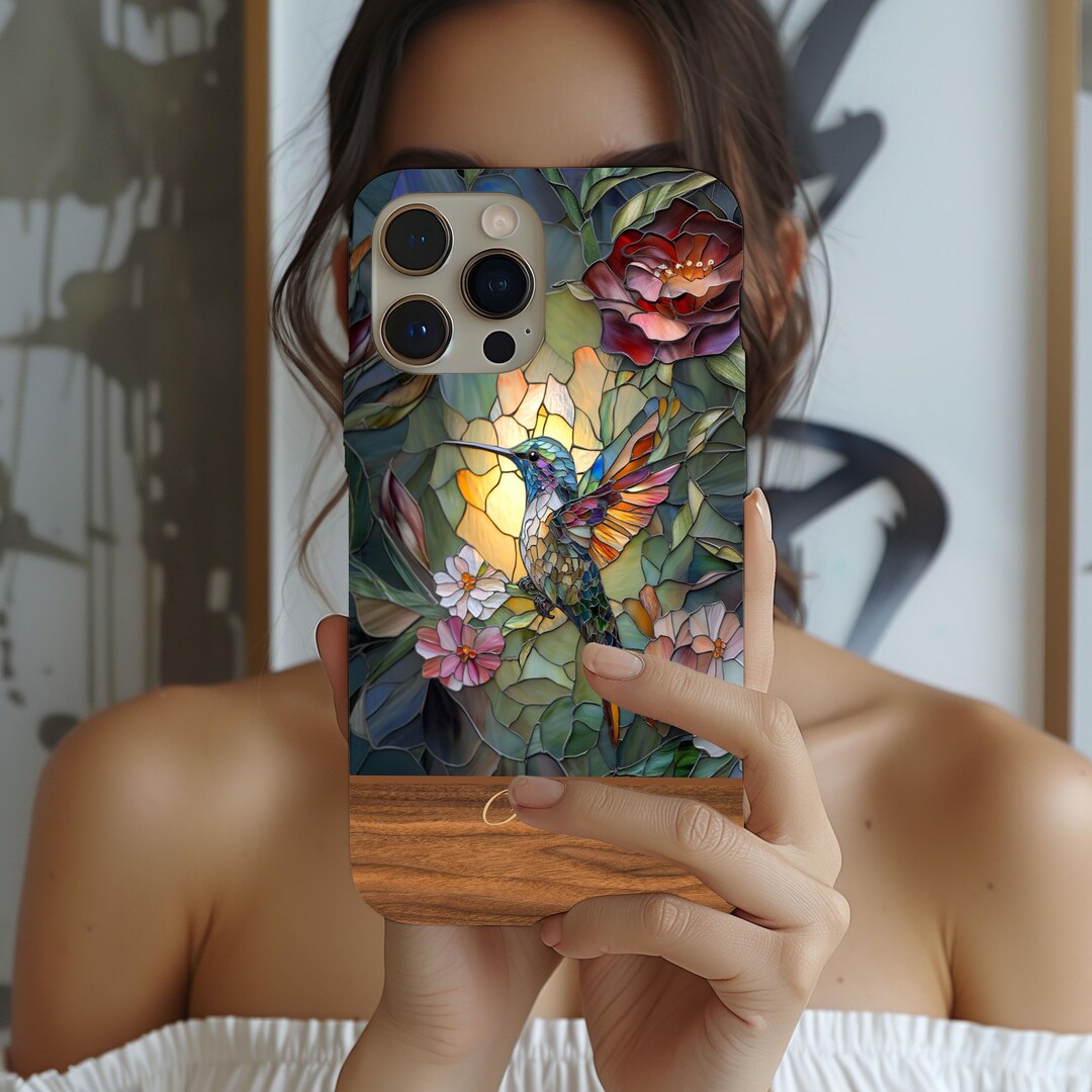 Custom Stained Glass Birds Phone Case, Stained Hummingbird Phone Case ...