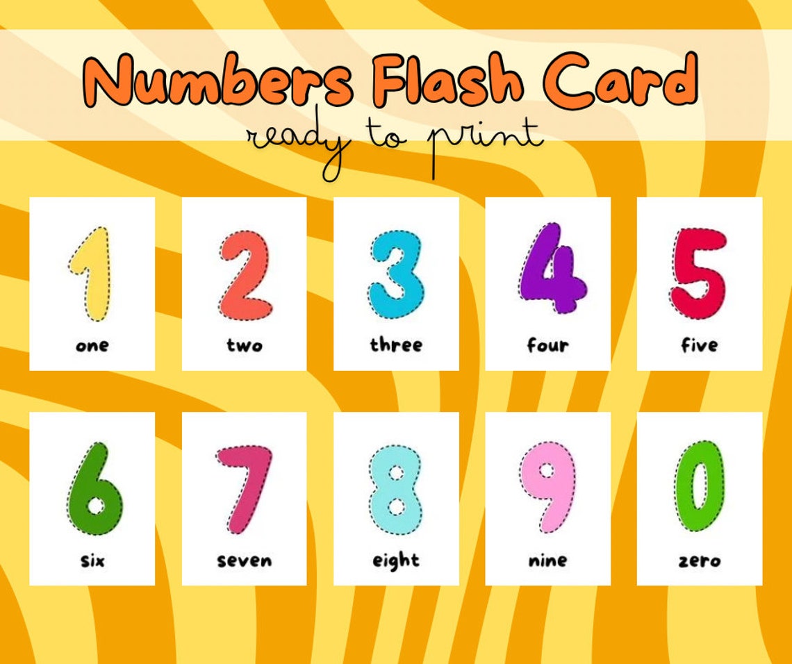 Numbers Flashcards Preschool Counting Flash Cards Printable Number ...