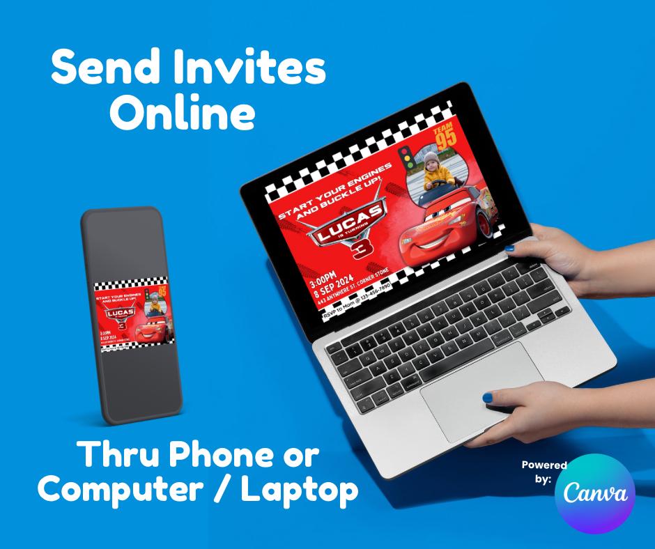 Red Lightning Racecar Birthday Invitation Printable Red Cars Birthday ...